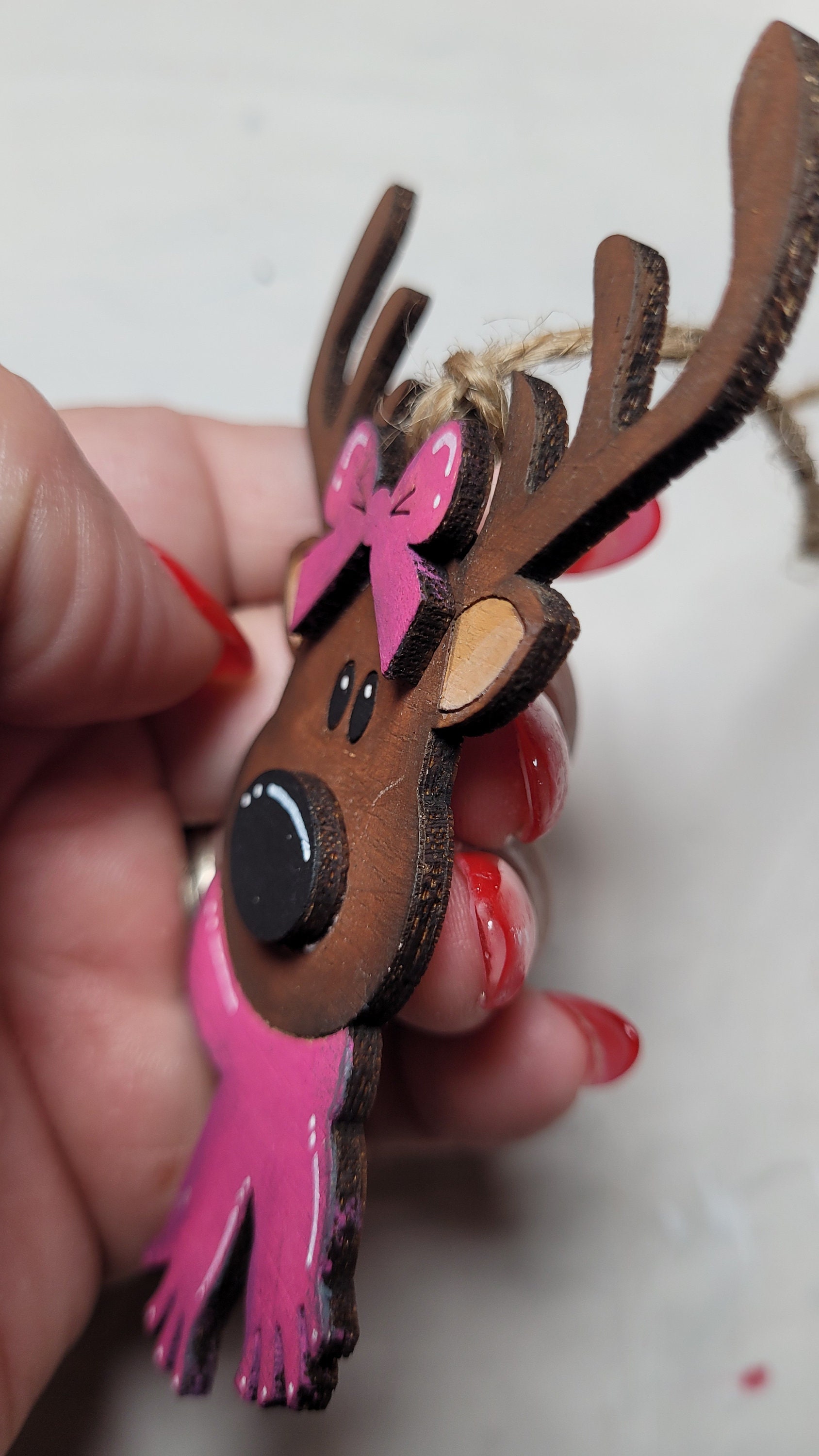 Unique Wooden Handmade Set Male and Female Reindeer Ornament - Rustic ...