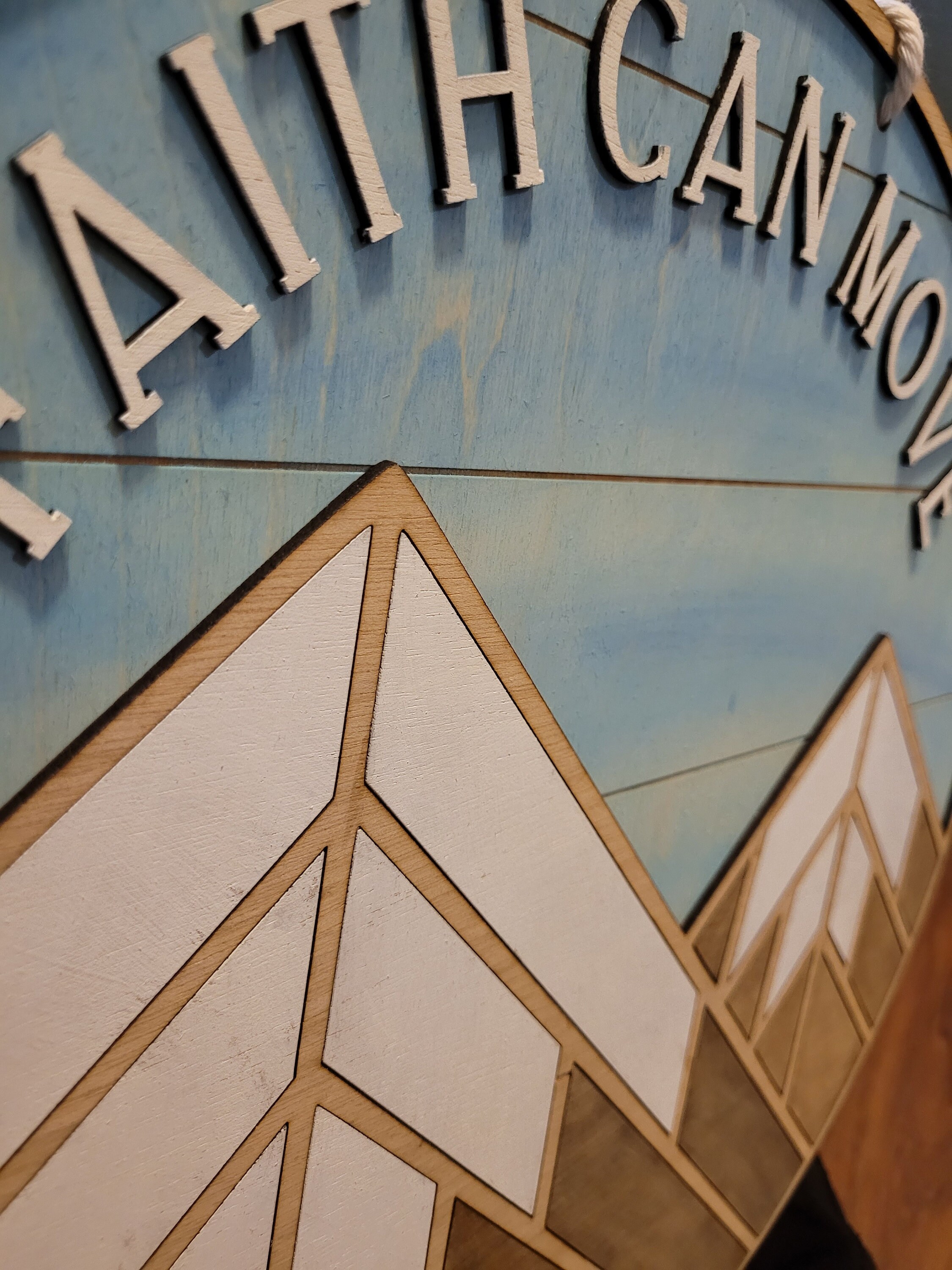 16 Inch Round Wood Door Hanger. Wall Sign. With the Saying Faith Can ...