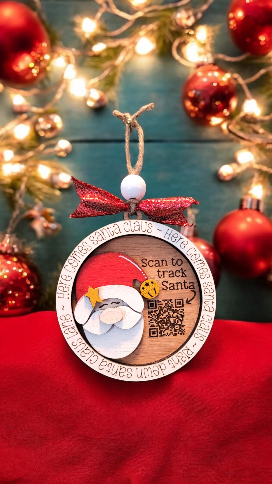 Santa Tracker Ornament - Christmas Decoration With Engraved QR Code ...