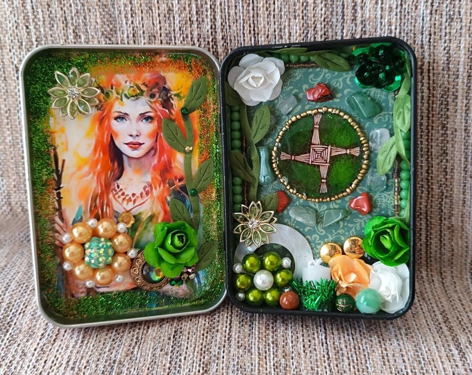 Goddess Brighid Travel Altar, Pocket Altar, Travel Shrine, Altered Art ...