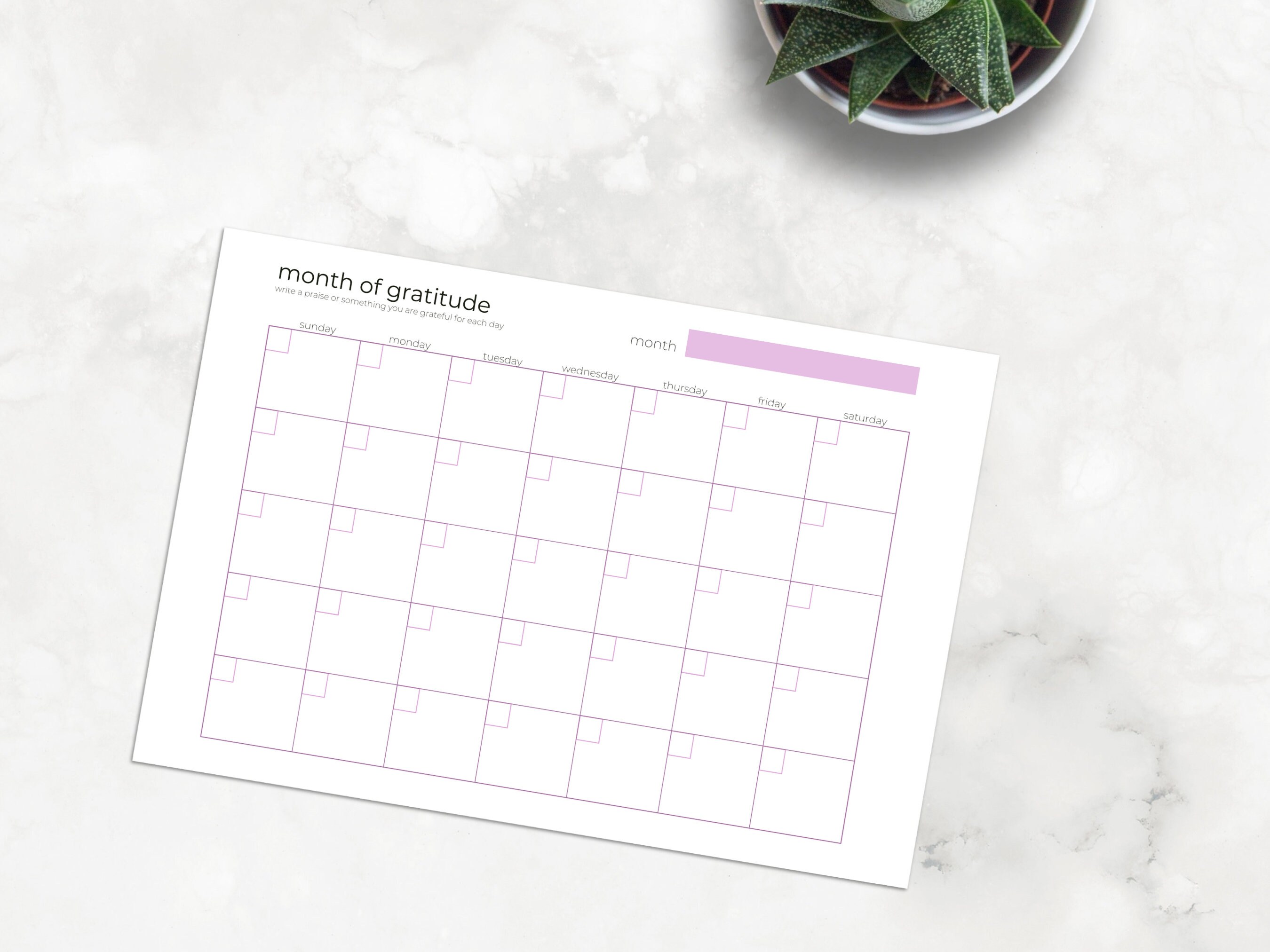 Month of Gratitude Calendar Reflection Gratitude Journal Letter, Half ...