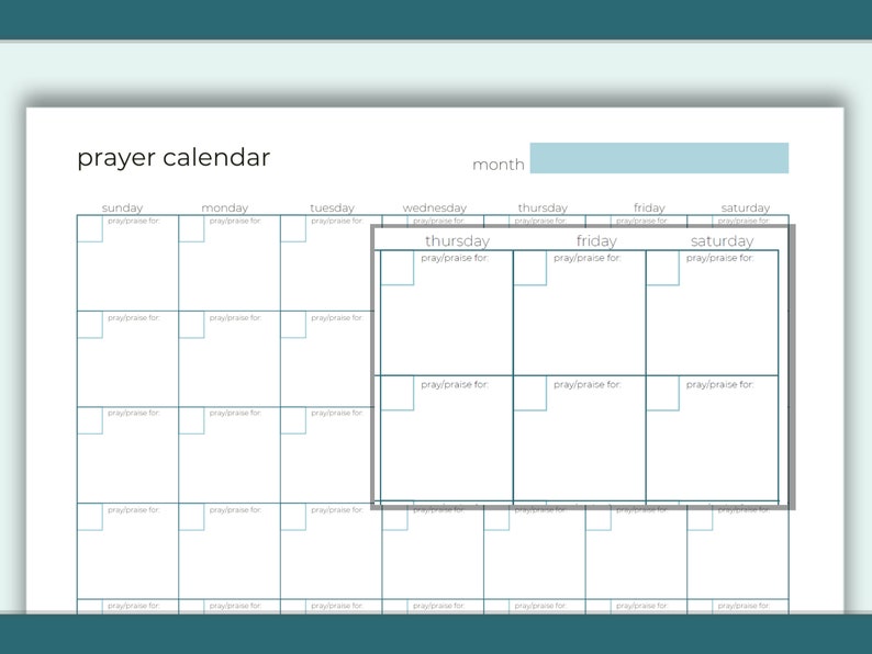 Prayer Calendar | Prayer Planner, Monthly Calendar, Journal | Letter ...
