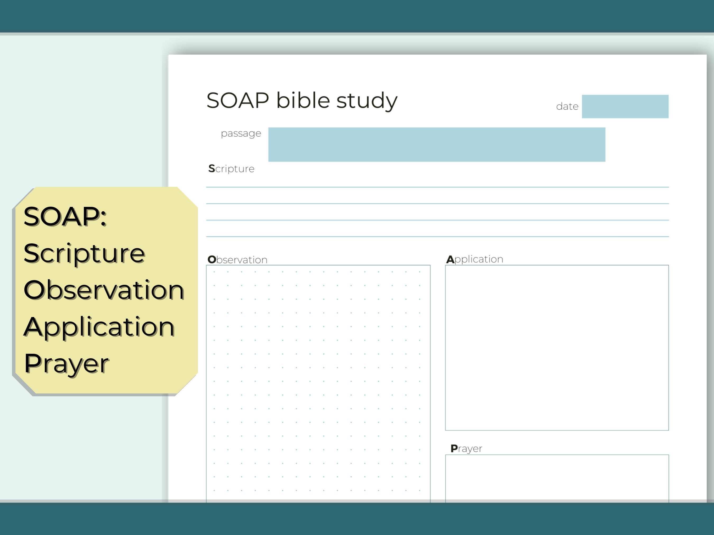 SOAP Bible Study Notes | Bible Note Taking, Journal, Notebook, Planner ...