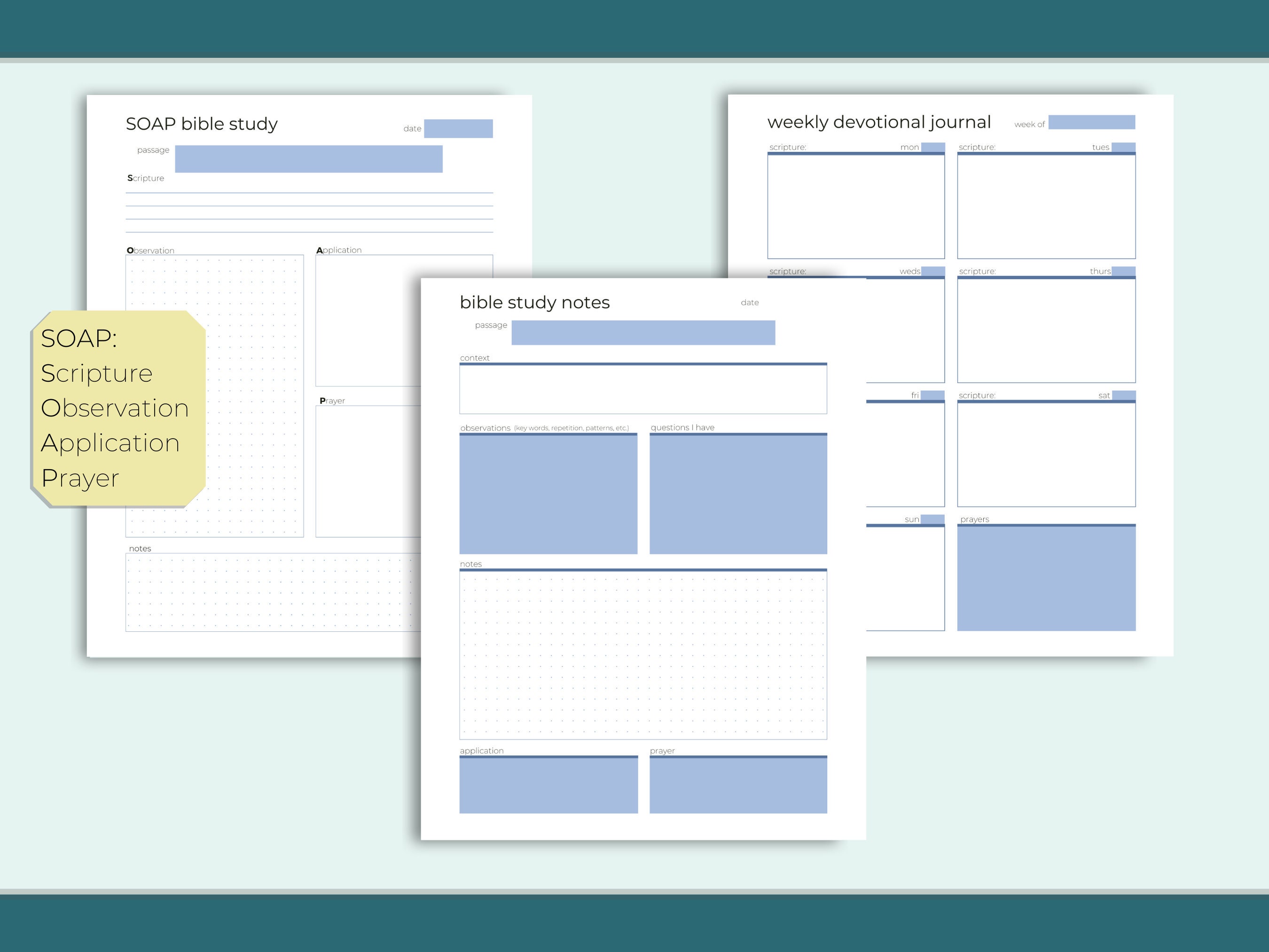 Faith Planner Bundle | Bible Study Notebook, Prayer Journal, Devotional ...