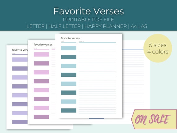 Favorite Bible Verse Bible Notes Journal Letter Half - Etsy