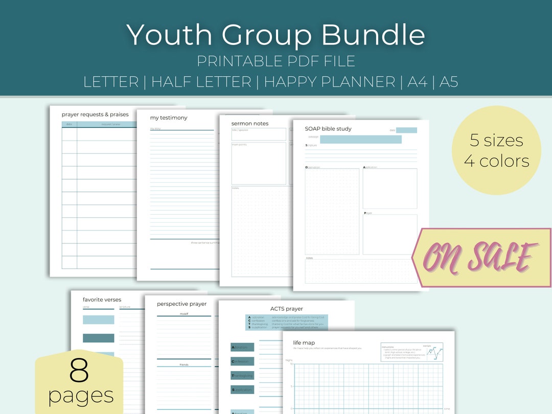 Youth Group Activity Bundle | Bible Study Notes, Prayer Journal ...