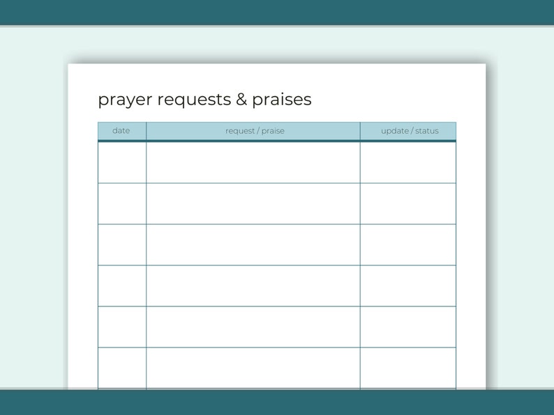 Prayer Request and Praise Page | Prayer Journal, Christian Planner ...