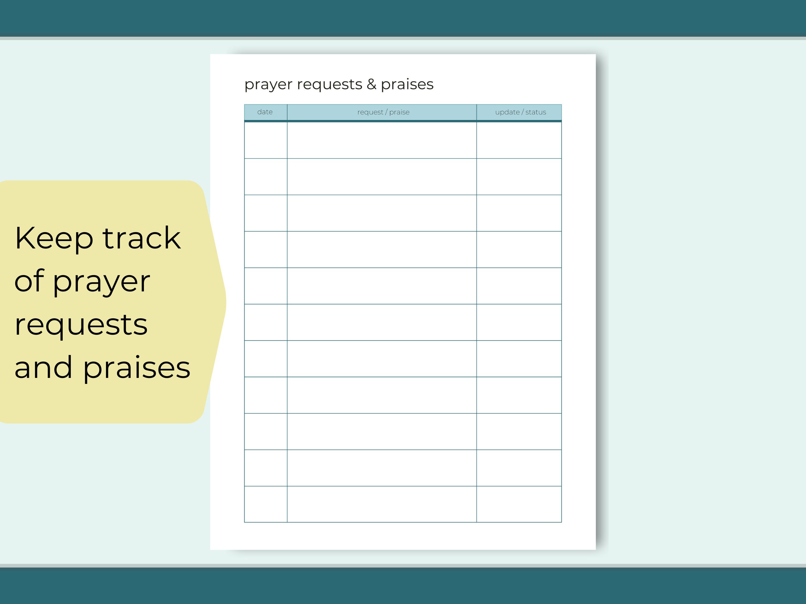 Prayer Request and Praise Page | Prayer Journal, Christian Planner ...