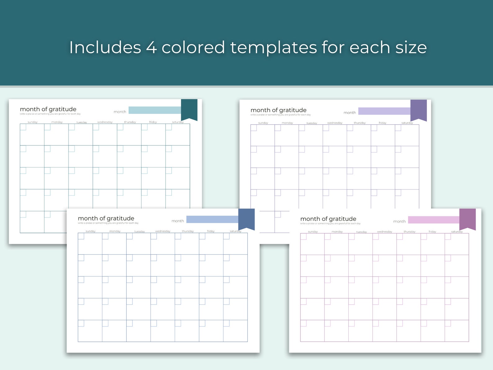 Month of Gratitude Calendar | Reflection Gratitude Journal | Letter ...