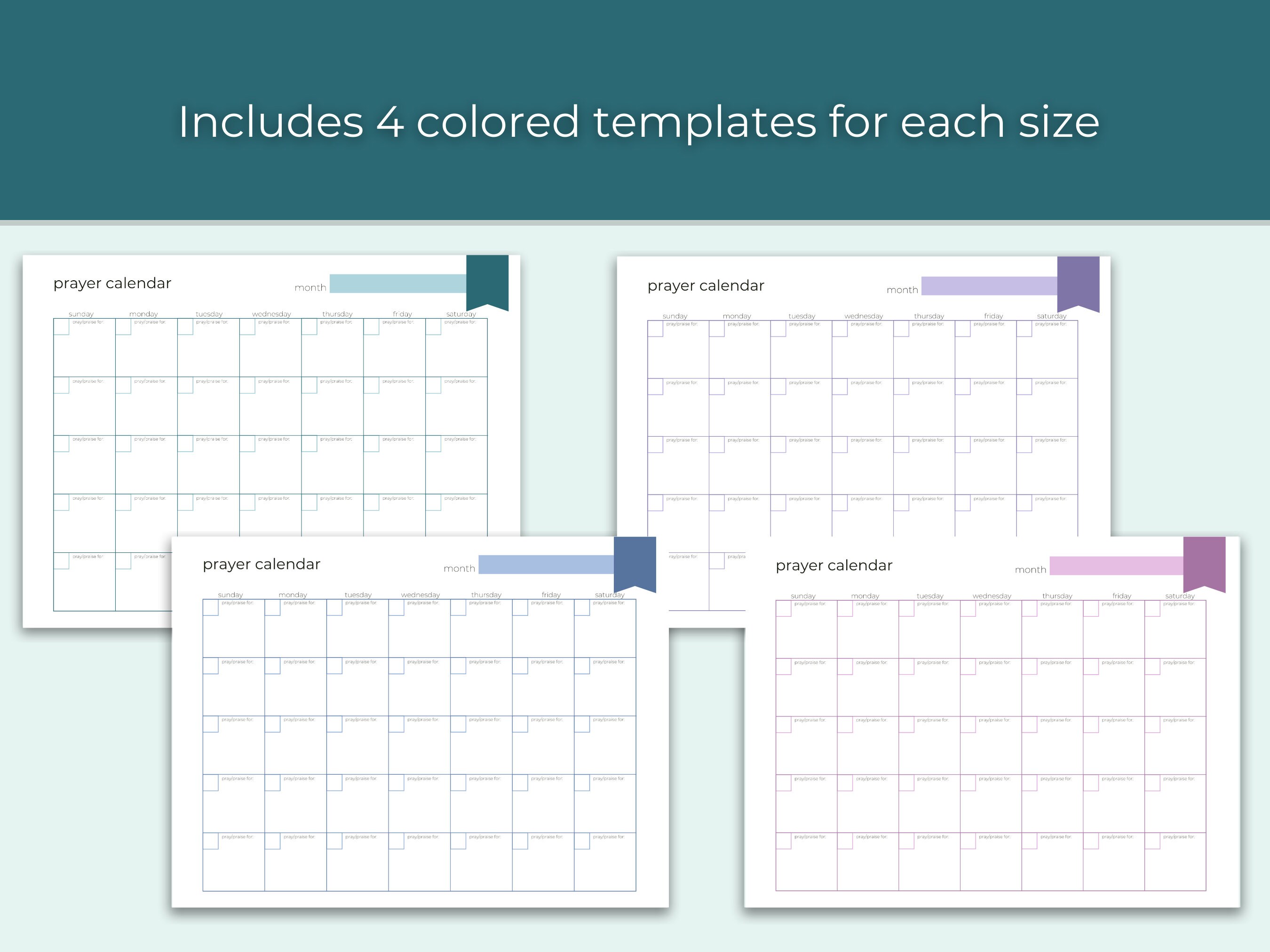 Prayer Calendar | Prayer Planner, Monthly Calendar, Journal | Letter ...