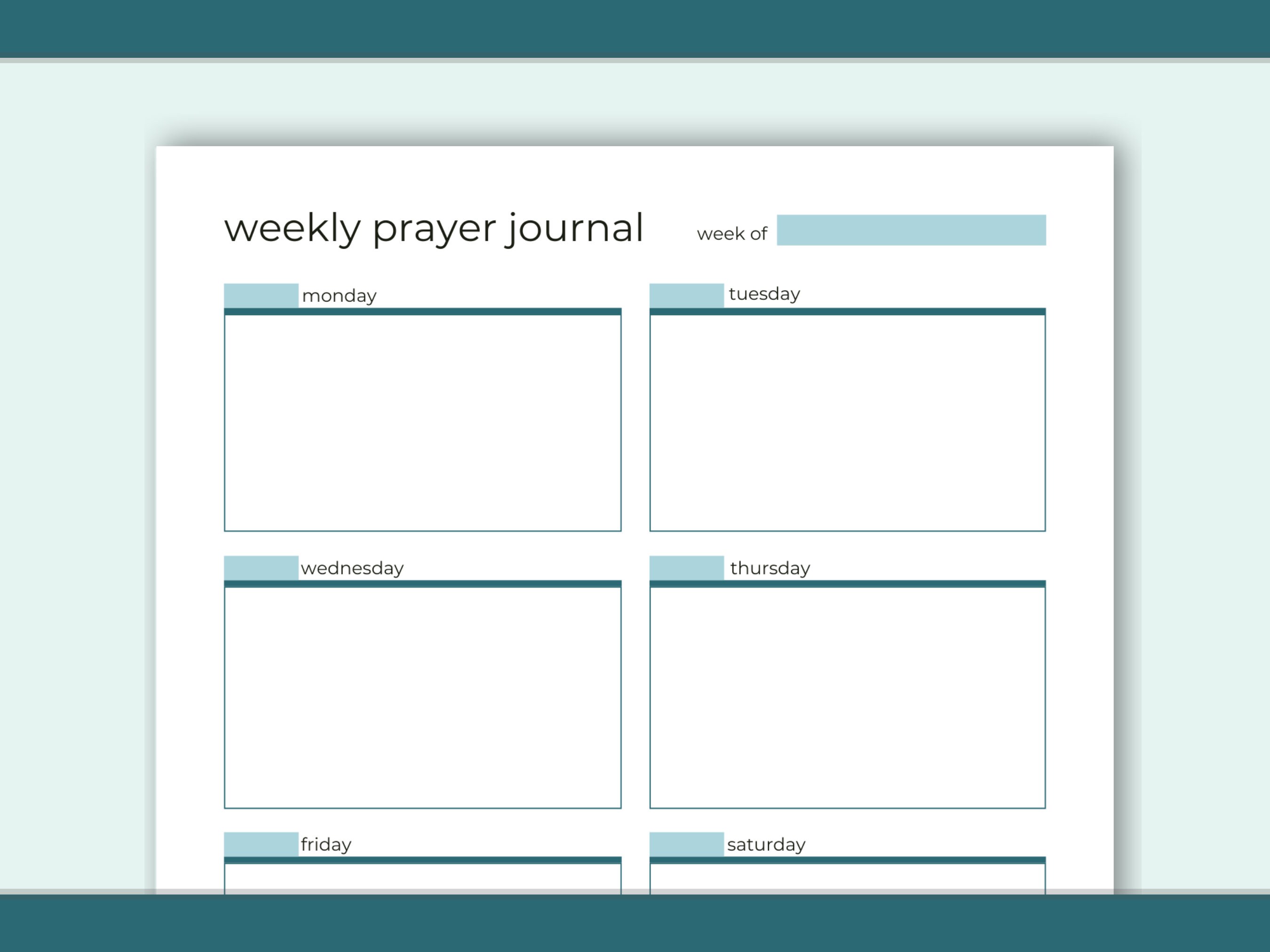 Weekly Prayer Journal Page | Christian Planner Insert | Letter, Half ...
