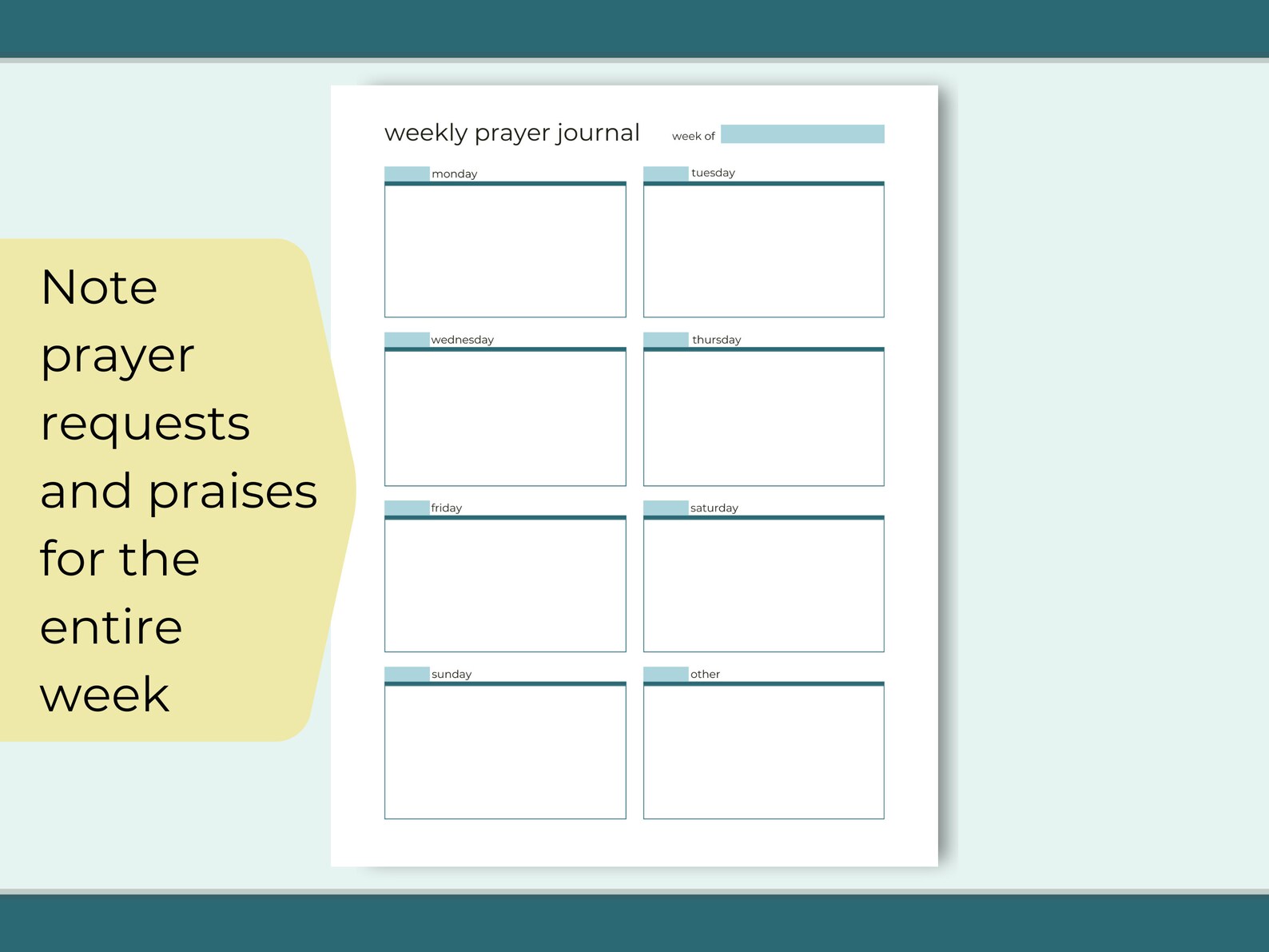 Weekly Prayer Journal Page | Christian Planner Insert | Letter, Half ...