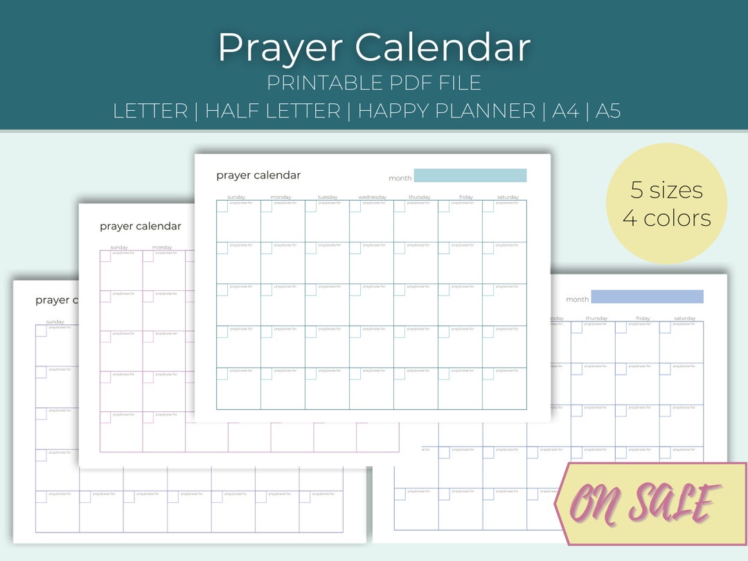 Prayer Calendar | Prayer Planner, Monthly Calendar, Journal | Letter ...