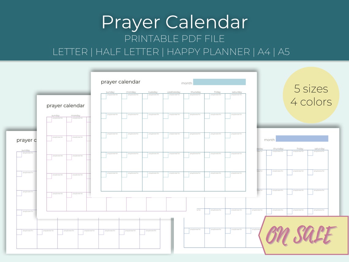 Prayer Calendar | Prayer Planner, Monthly Calendar, Journal | Letter ...
