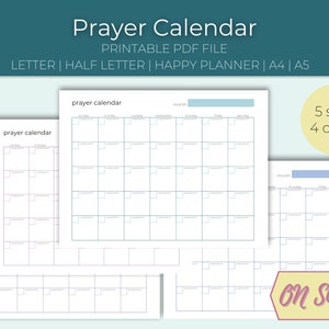 Prayer Calendar | Prayer Planner, Monthly Calendar, Journal | Letter ...