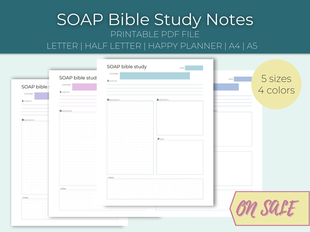 SOAP Bible Study Notes | Bible Note Taking, Journal, Notebook, Planner ...