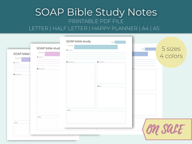 SOAP Bible Study Notes | Bible Note Taking, Journal, Notebook, Planner ...