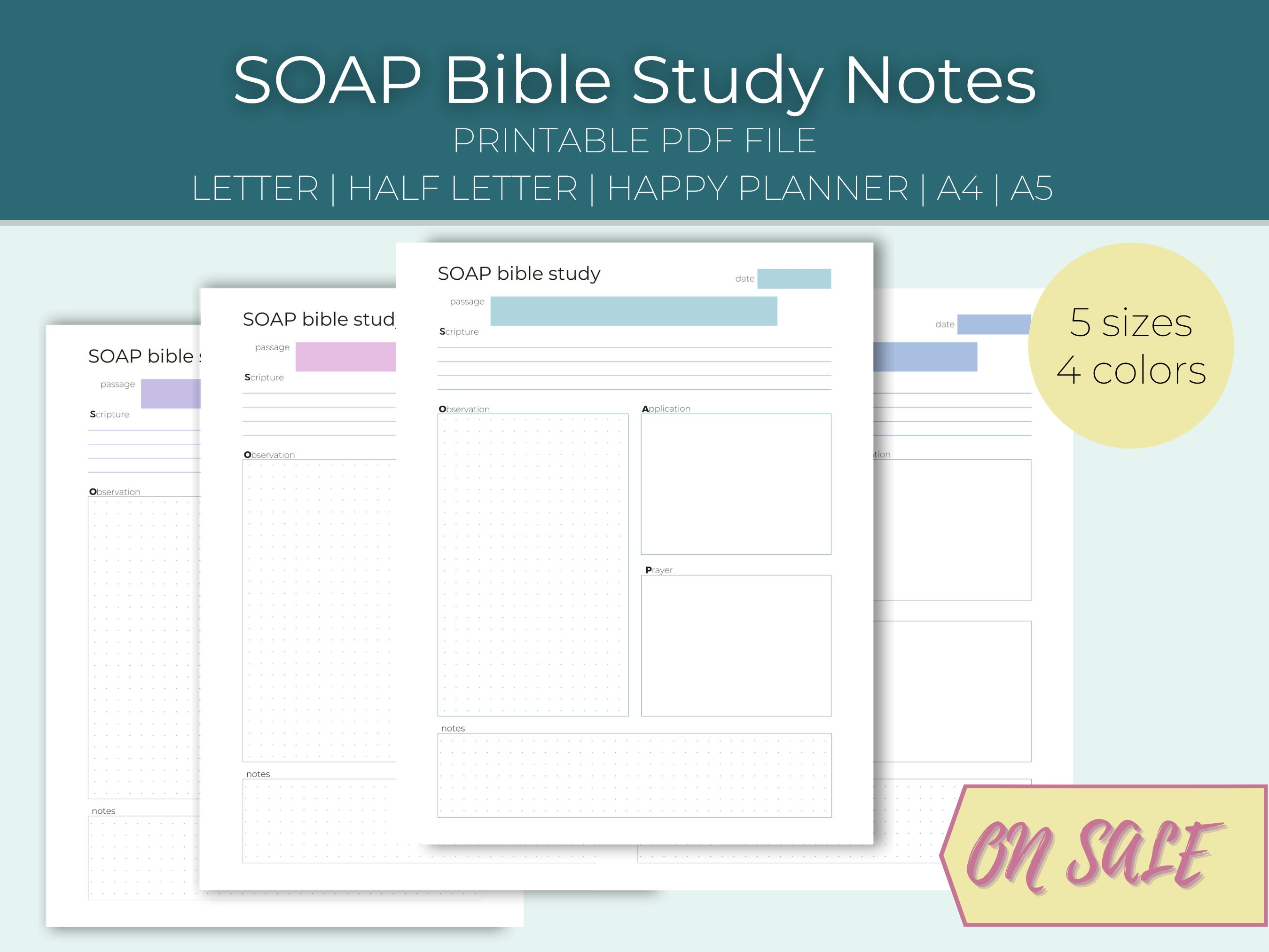 SOAP Bible Study Notes | Bible Note Taking, Journal, Notebook, Planner ...