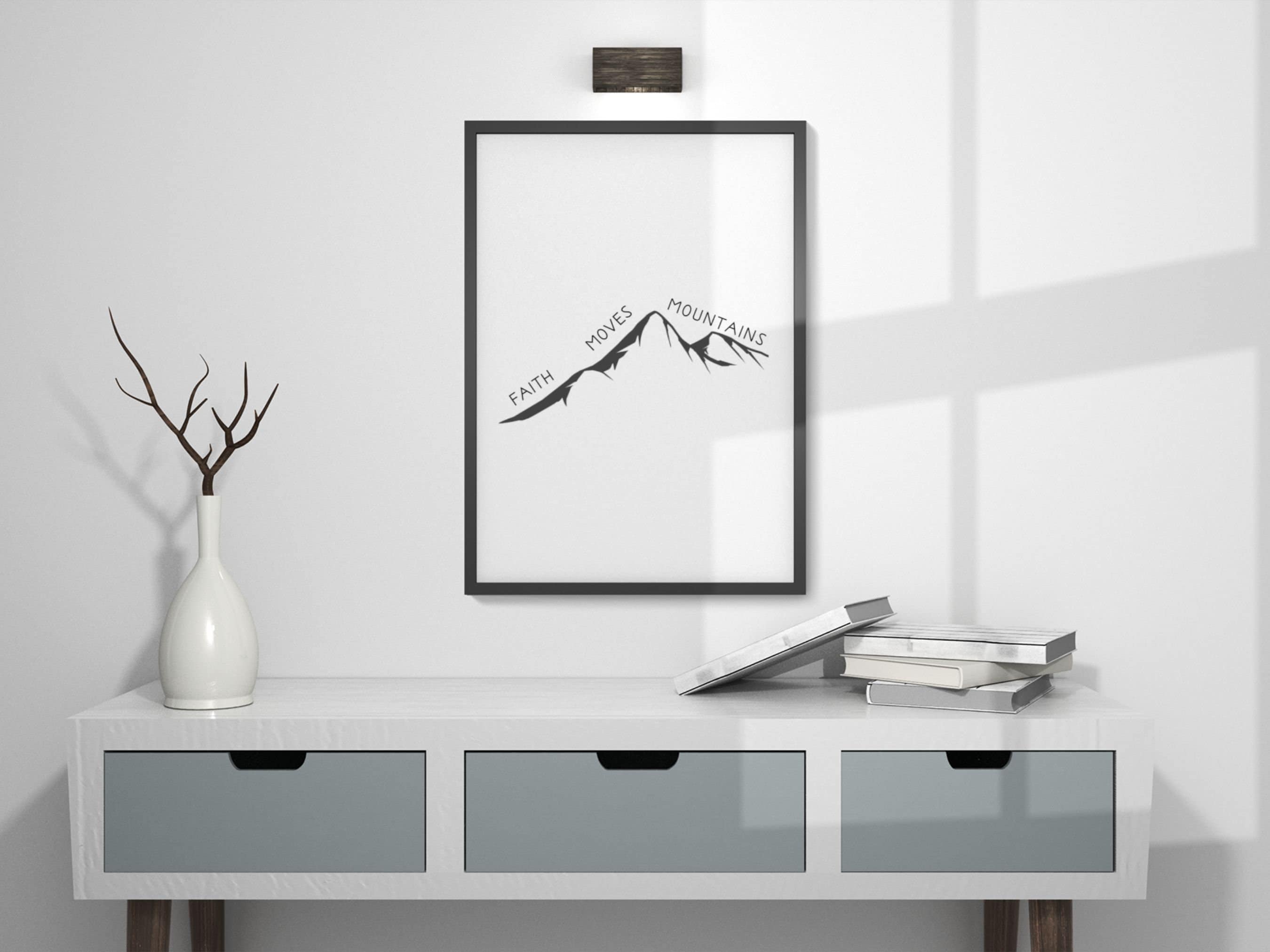 Modern Christian Art Printable for Wall Decor Mountain Silhouette ...