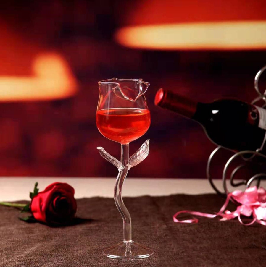 4 Pieces of Rose Flower Glasses Shape Red Wine Cocktail Martini ...