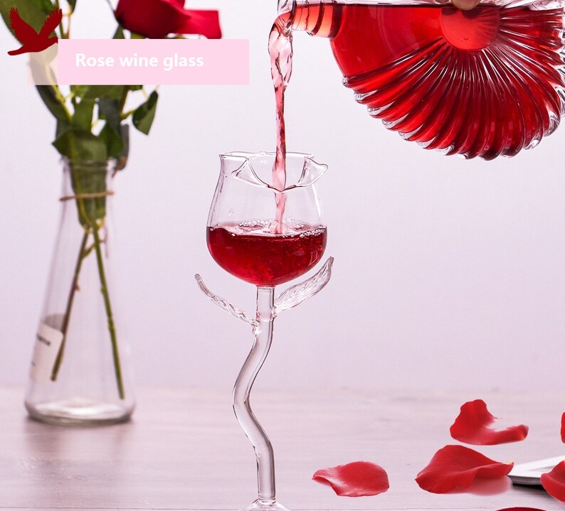 4 Pieces of Rose Flower Glasses Shape Red Wine Cocktail - Etsy