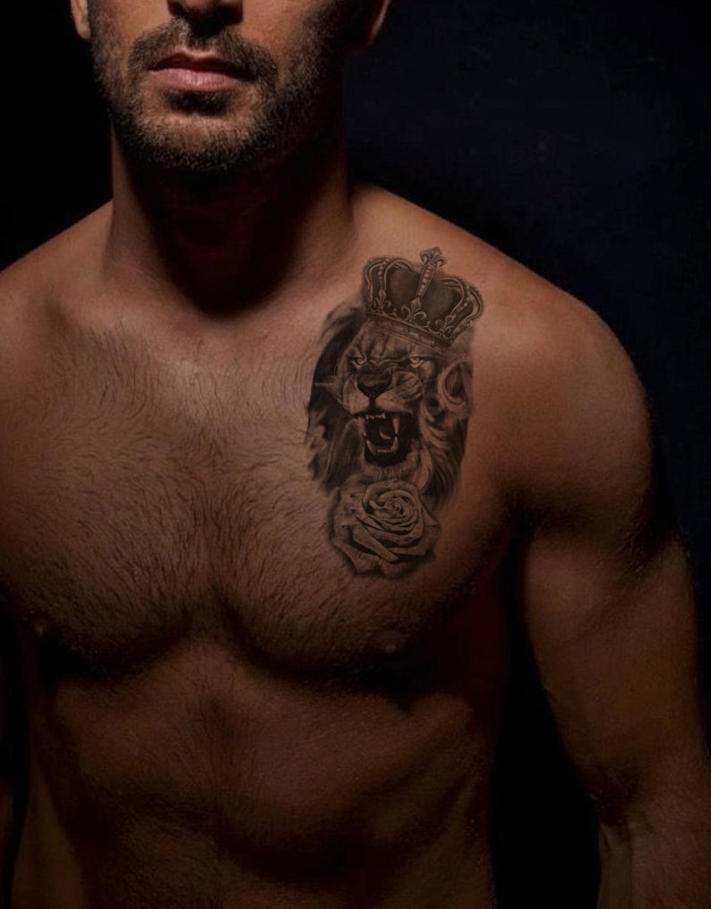 Realistic King Lion Tattoo - Etsy