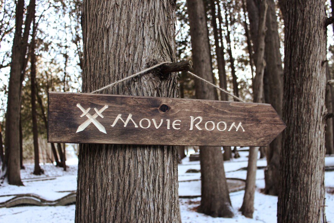 Movie Room Sign - Handcrafted Home, Fantasy, Lore, Gaming, Movie ...