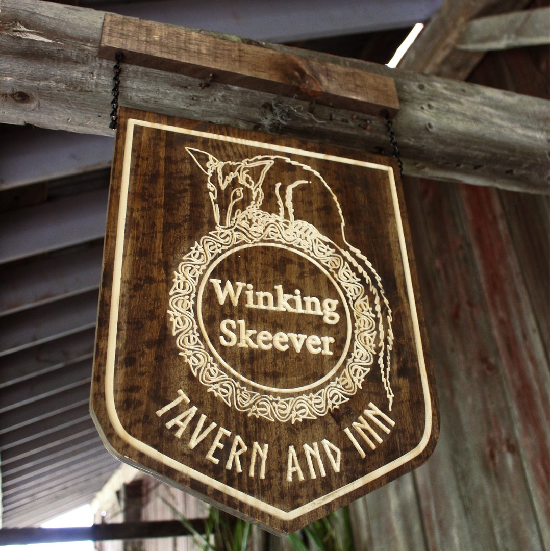 Winking Skeever Tavern Sign - Handcrafted Decor - Gaming, Fantasy ...