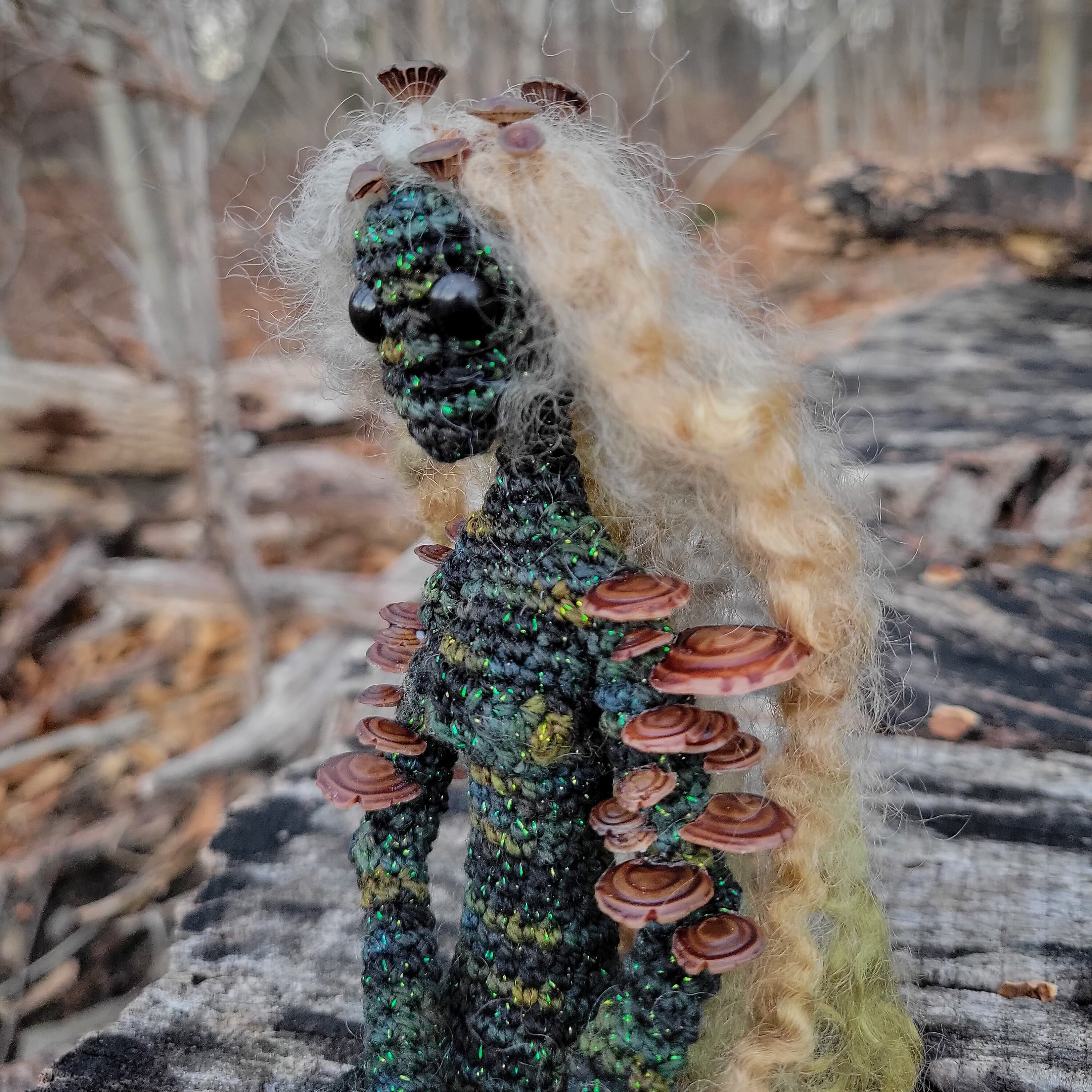 Myconid Princess Poseable Crochet Pixie in Green Sparkling - Etsy