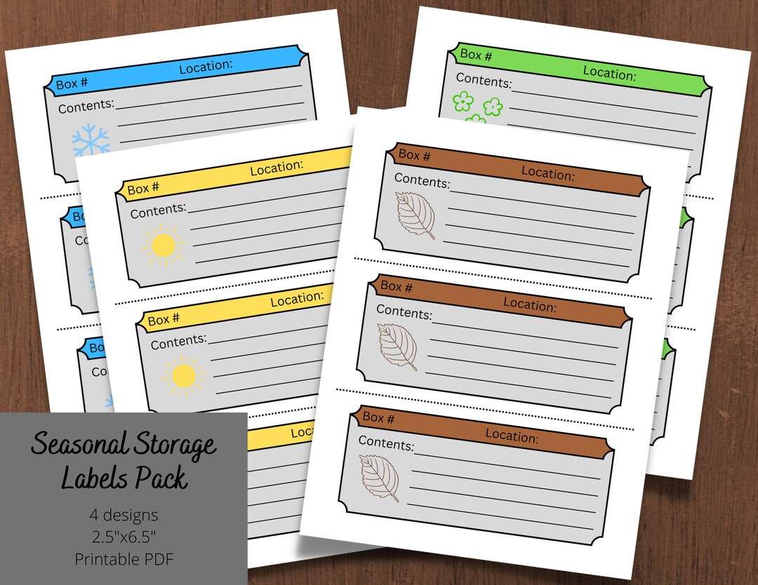 Seasonal Storage Labels - Etsy