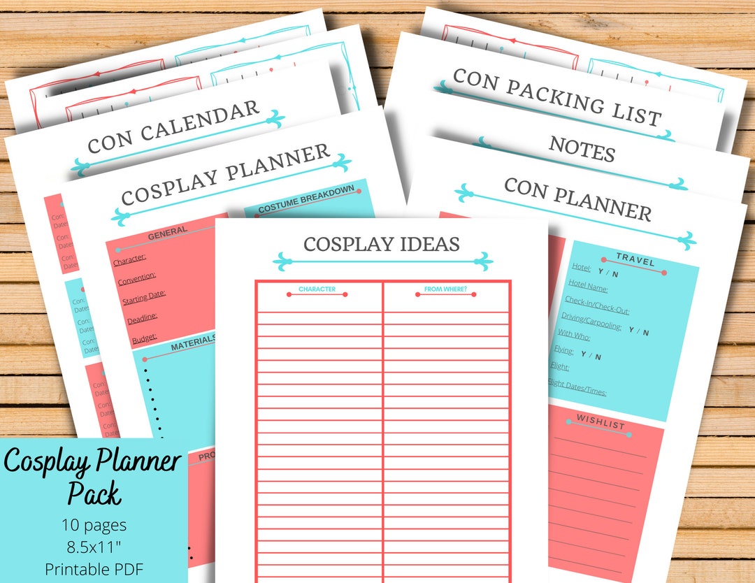 Cosplay Planner (full Color) - Etsy