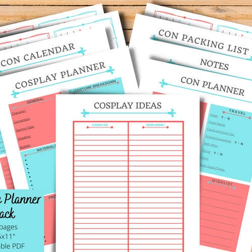 Cosplay Planner for Armour Wigs and Costumes Printable PDF - Etsy Canada
