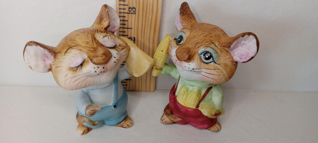 Charming Pair of Homco Porcelain Mice With the Munchies - Etsy