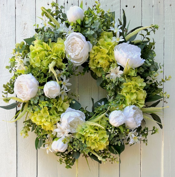 Peony Hydrangea Wreath for Front Door Spring Summer Wreath - Etsy