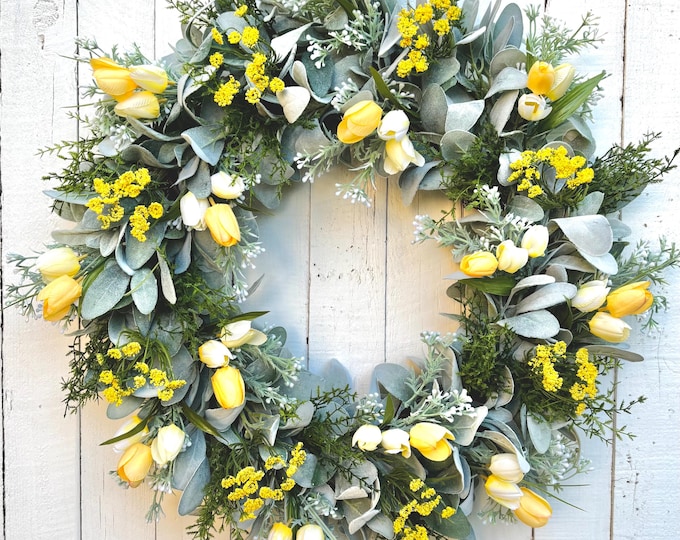 Yellow Sunflower Burlap Wreath for Front Door, Summer Burlap Wreath ...
