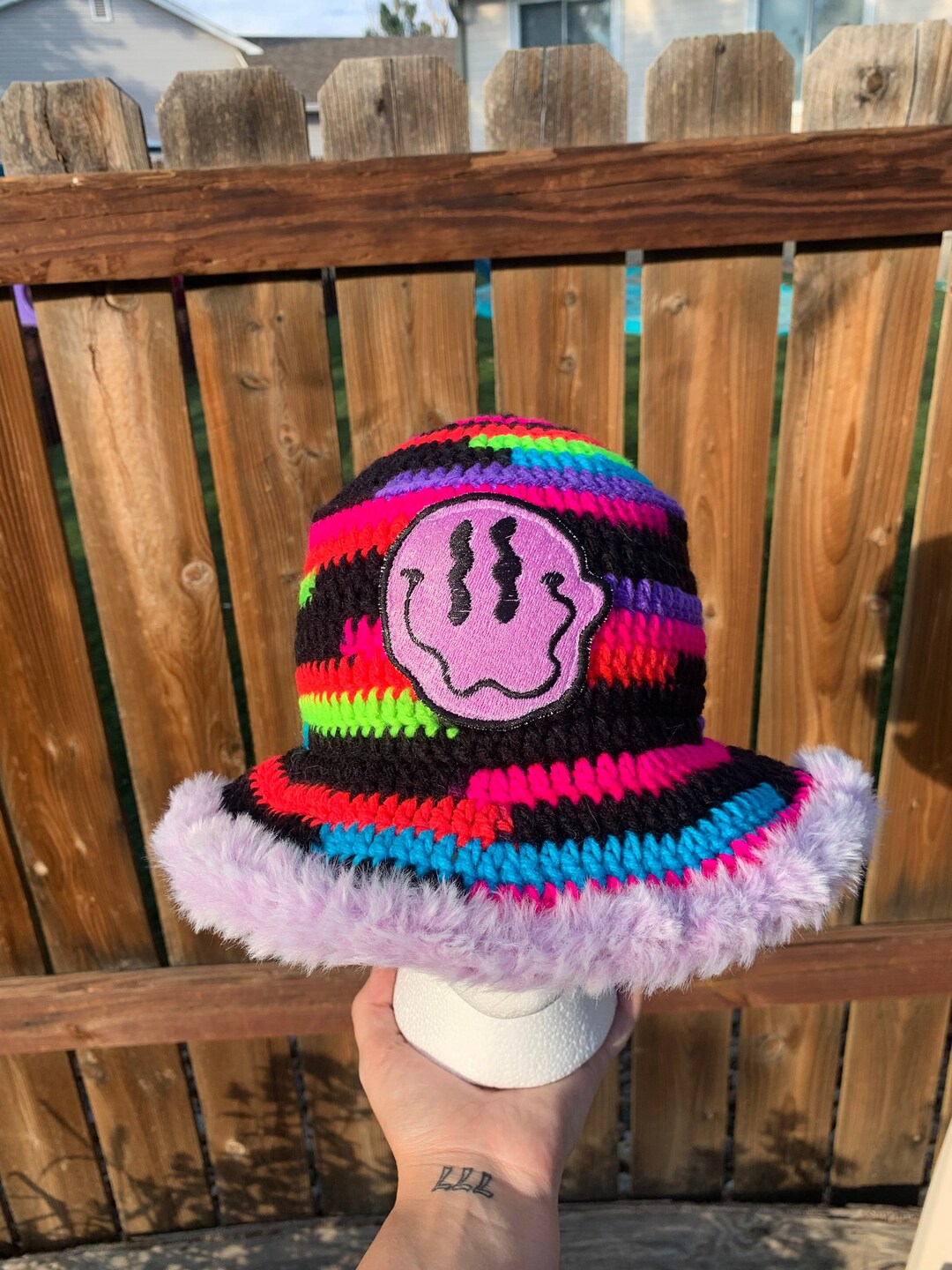 Neon Smiley Bucket Hat - Etsy