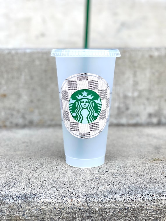 White Checkered Print Personalized Starbucks Cup / Coffee Cup | Etsy