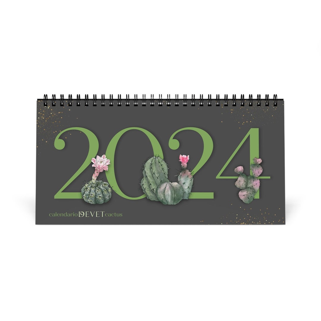 2024 Desk Calendar With Cactus Desk Calendar Gift Idea for Succulent ...