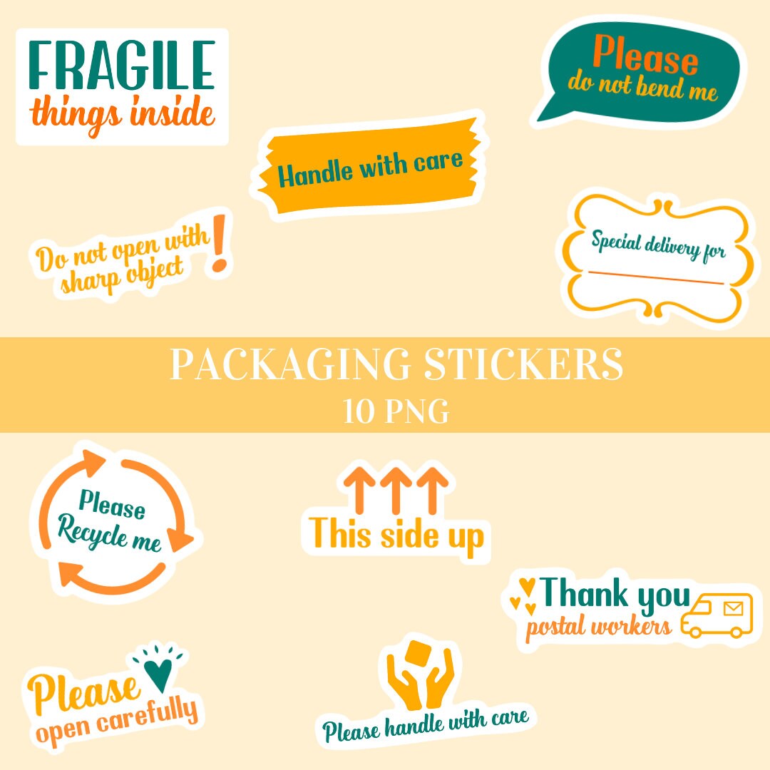 Packaging Stickers, Digital Printable Stickers Bundle, Png Planner ...