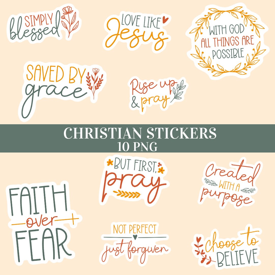 Christian Stickers Bundle, Bible Quotes Digital Print Stickers ...