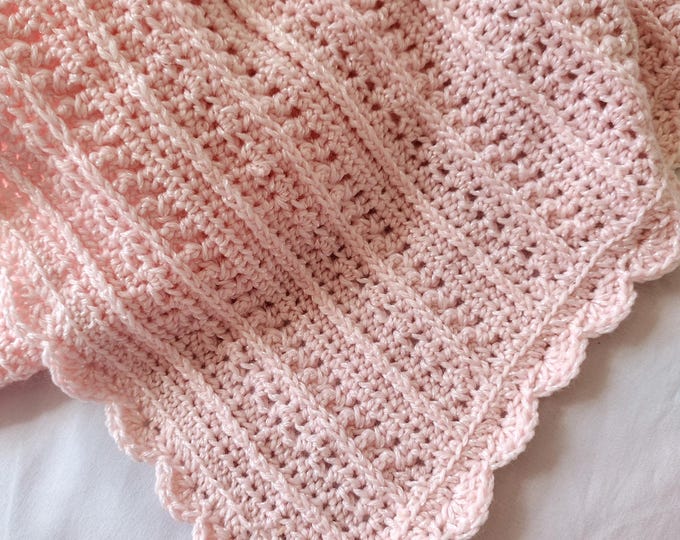 Baby Blanket, READY TO SHIP, Evelyn Blanket, Pink Baby Girl Blanket ...