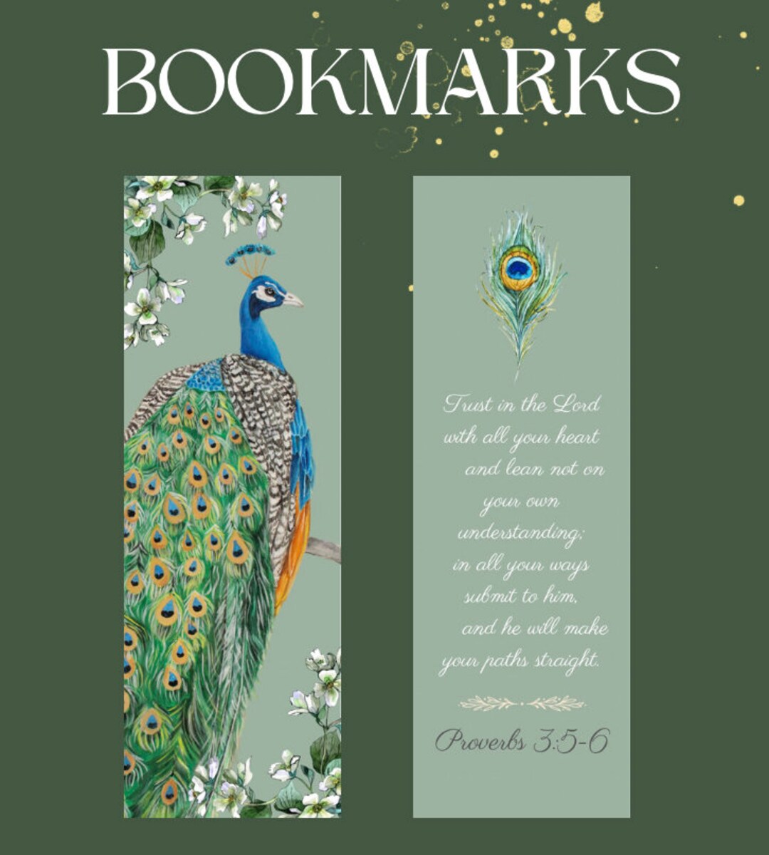 Peacock Bookmarks L Prayer Study Bookmarks L Bible Bookmark L - Etsy