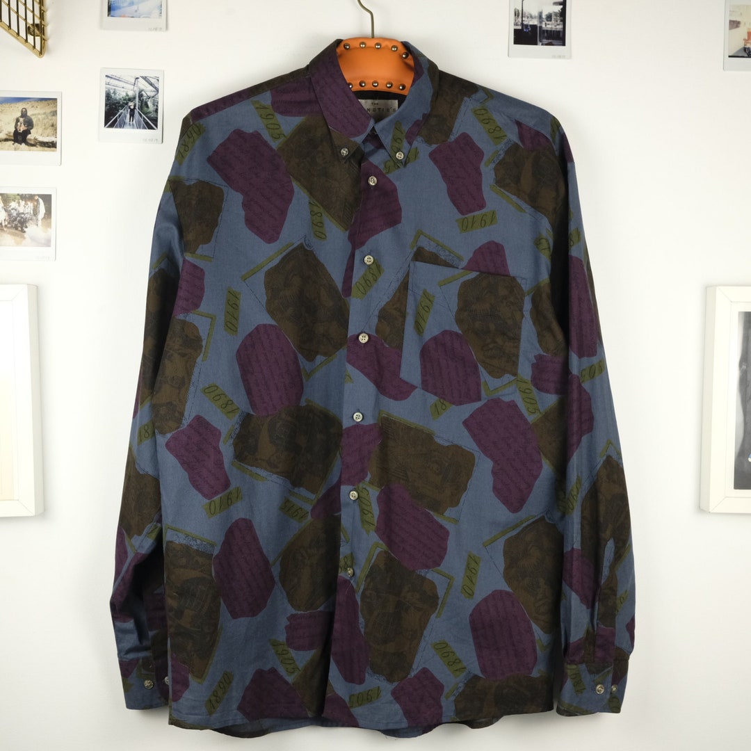 Vintage Melka the Ninetie's Buttoned up Shirt Lettering Print Dark ...