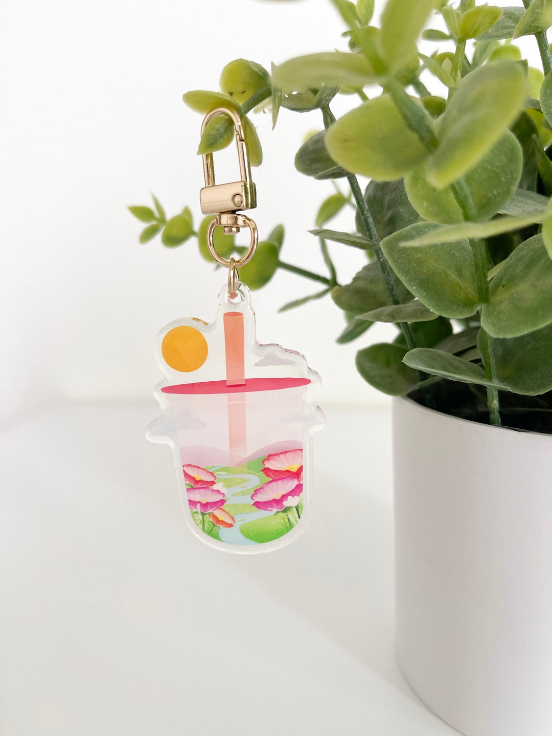 Boba Flower Fields Keychain | R1 | B-grade | Acrylic | Epoxy Coated ...