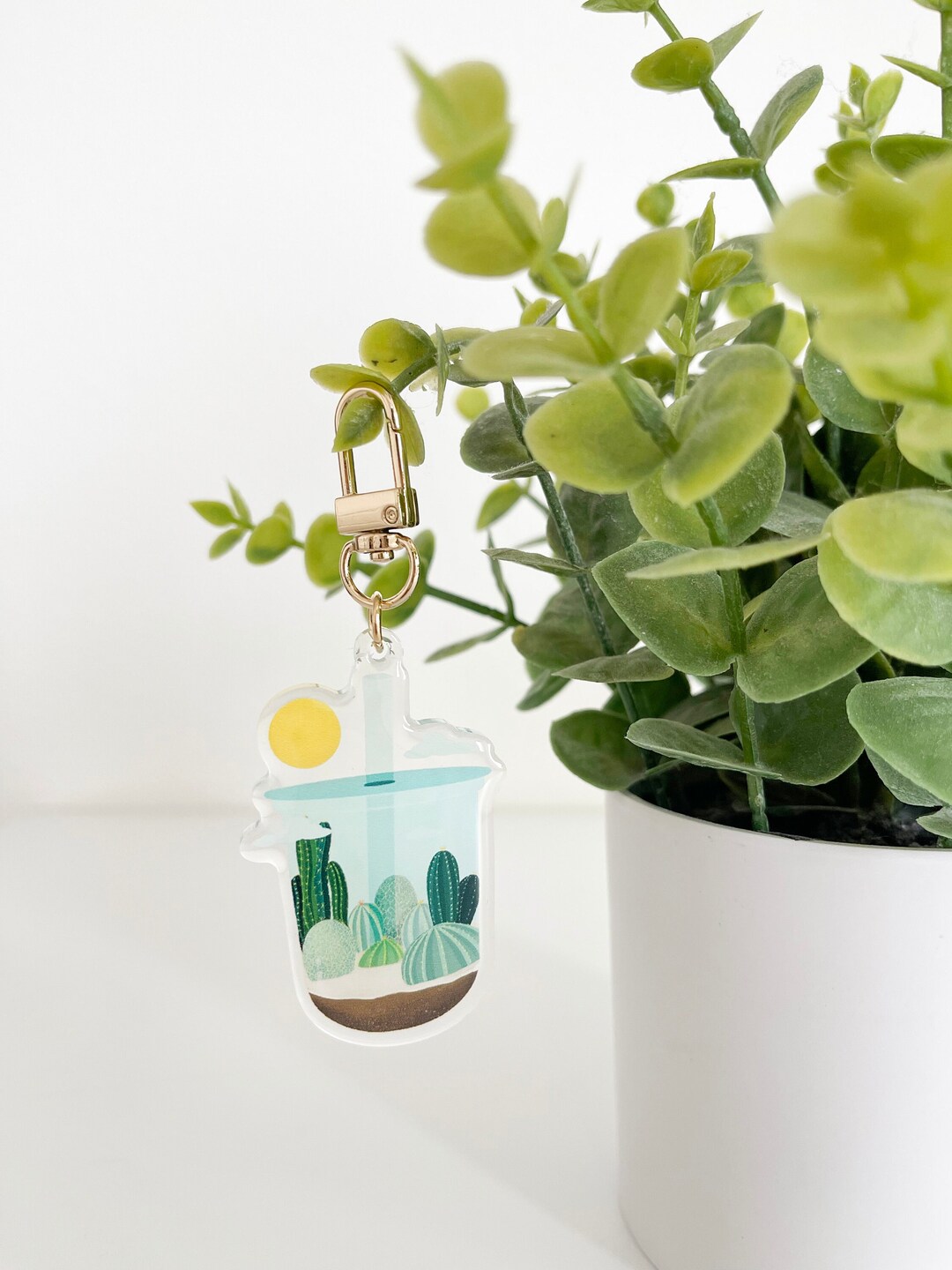 Boba Terrarium Keychain | R1 | B-grade | Acrylic | Epoxy Coated | Charm ...