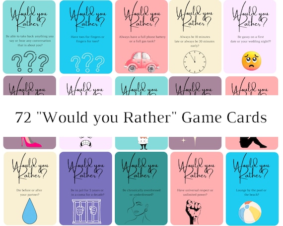 Would You Rather Printable Party Game Cards - Etsy
