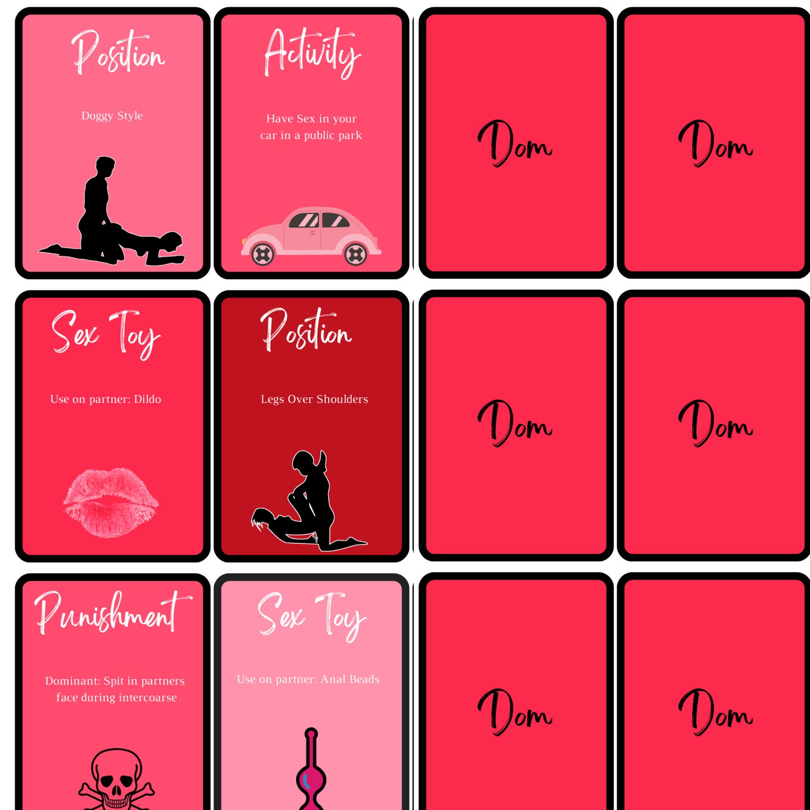 BDSM Sex Cards- Adult Sex Game - Instant Download - Printable Sex Position Cards - Couples ...