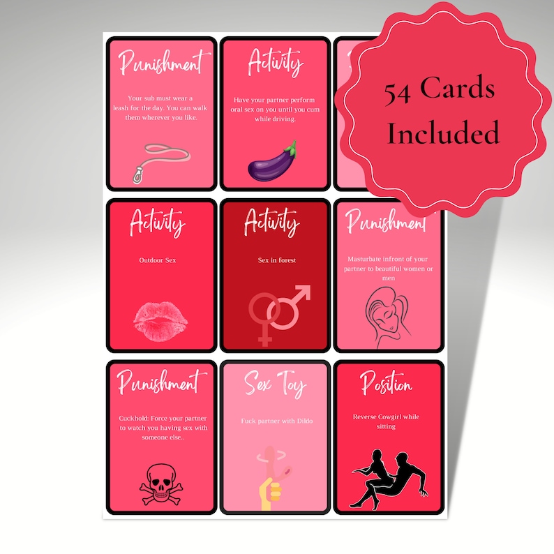 Bdsm Sex Cards Adult Sex Game Instant Download Printable Sex