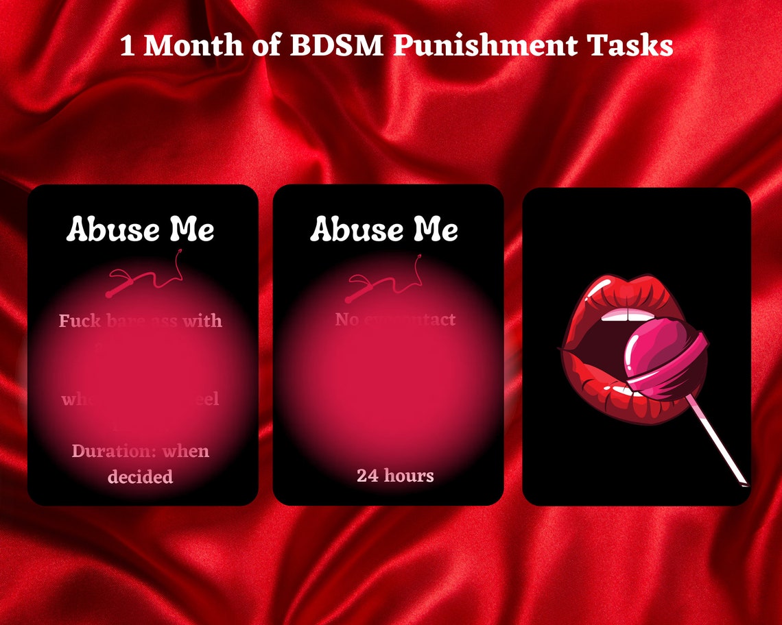 Extreme BDMS Humiliation and Punishment Sex Cards for Submissive Females - BDSM Dominant Gift ...