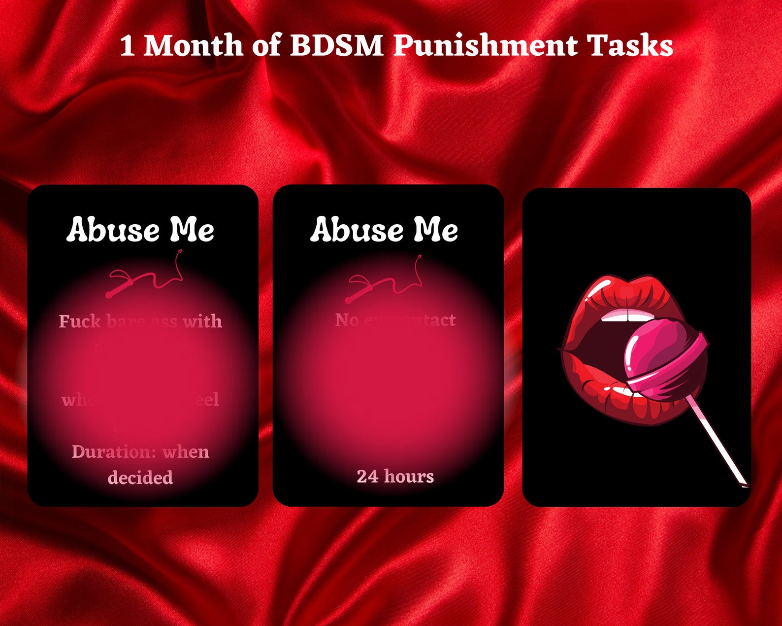 Extreme BDMS Humiliation and Punishment Sex Cards for Submissive Females - BDSM Dominant Gift ...